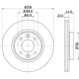 Hella Bremsscheibe 8dd355119461 258mm 22mm f&uuml;r RENAULT DACIA SMART