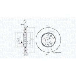 MAGNETI MARELLI Bremsscheibe 360406157401 innenbel&uuml;ftet-Bel&uuml;ftung mit tropfenf&ouml;rmigen Fl&uuml;geln 296mm 28mm f&uuml;r OPEL VAUXHALL FIAT NISSAN RENAULT