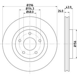 Hella Bremsscheibe 8dd355114601 296mm 26mm f&uuml;r NISSAN (DFAC)