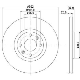 Hella Bremsscheibe 8dd355111321 302mm 26mm f&uuml;r Peugeot DS