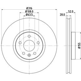 Hella Bremsscheibe 8dd355129511 316mm 28mm f&uuml;r Ford Volvo ASIA LAND ROVER