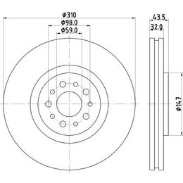 Hella Bremsscheibe 8dd355109131 310mm 32mm f&uuml;r Peugeot Citro&euml;n Fiat LANCIA FERRARI