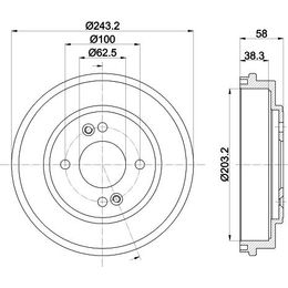 Hella Bremstrommel 8dt355301041 Hinterachse f&uuml;r HYUNDAI