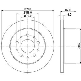 Hella Bremsscheibe 8dd355108961 280mm 16mm f&uuml;r FERRARI Fiat Peugeot