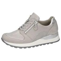 Waldl&auml;ufer Keilsneaker WALDL&Auml;UFER "HIROKO-SOFT", Damen, Gr. 8,5 (42,5), hellgrau, silberfarben, Nappaleder, Nubukleder, Textil, Veloursleder, Schuhe Sneaker, Orthotritt Ausstattung, H-Weite, Freizeitschuh, Halbschuh, Schn&uuml;rschuh