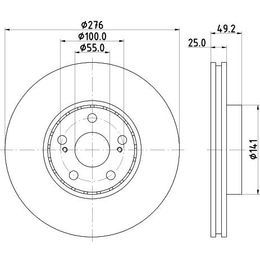 Hella Bremsscheibe 8dd355110531 276mm 25mm f&uuml;r TOYOTA