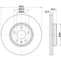 Hella Bremsscheibe 8dd355113881 314mm 25mm f&uuml;r Audi (FAW) Skoda VW