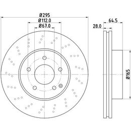 Hella Bremsscheibe 8dd355114391 Gelocht 295mm 28mm f&uuml;r Mercedes (BBDC)