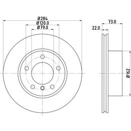 Hella Bremsscheibe 8dd355129391 Vorderachse bel&uuml;ftet 284mm 22mm f&uuml;r BMW