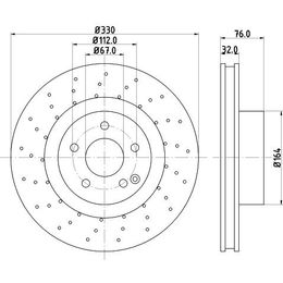 Hella Bremsscheibe 8dd355127461 innenbel&uuml;ftet 330mm 32mm f&uuml;r Mercedes
