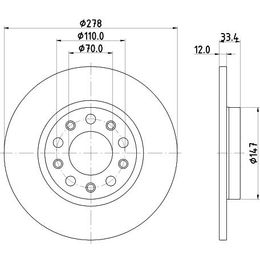 Hella Bremsscheibe 8dd355133721 278mm 12mm f&uuml;r Chrysler JEEP