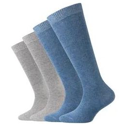 Kniestr&uuml;mpfe Camano "4er Pack", M&auml;dchen, Gr. 27-30, blau (denim melange), 78% Baumwolle, 21% Polyamid, 1% Elasthan, uni, Socken Kniestr&uuml;mpfe