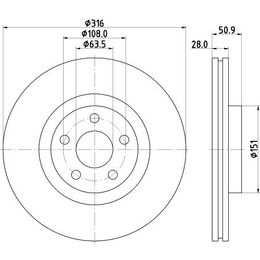 Hella Bremsscheibe 8dd355133101 316mm 28mm f&uuml;r Ford