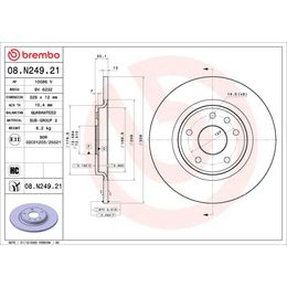 Brembo Bremsscheibe 08n24921 328mm 12mm f&uuml;r DODGE RAM LANCIA CHRYSLER VW