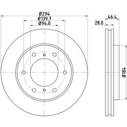 Hella Bremsscheibe 8dd355115731 294mm 28mm f&uuml;r Fiat MITSUBISHI