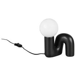 Trio REALITY LEUCHTEN Tischleuchte "QUINN, Keramik Tischlampe m. Glasschirm, ohne Leuchtmittel 1xG9 max5W", schwarz, 1, H: 21,5cm, 1 Stk., Leuchten, Design Nachttischlampe, Schreibtischlampe H&ouml;he 22cm, Glas Lampenschirm, Tischleuchte