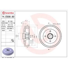 Brembo Bremstrommel 14e30860 f&uuml;r Peugeot