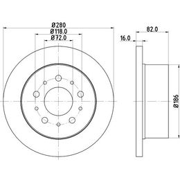 Hella Bremsscheibe 8dd355113711 280mm 16mm f&uuml;r Peugeot FERRARI Citro&euml;n Fiat