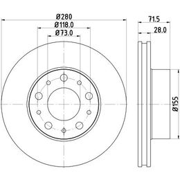 Hella Bremsscheibe 8dd355122691 280mm 28mm f&uuml;r Peugeot FERRARI Citro&euml;n Fiat