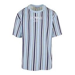 T-Shirt Karl Kani "Karl Kani Herren KM241-034-2 Karl Kani Retro Striped Tee", Damen, Gr. S, light blau, navy, sanftes wei&szlig;, 100% Baumwolle, gestreift, oversize, Rundhals, Shirts T-Shirt