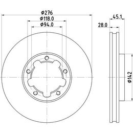 Hella Bremsscheibe 8dd355133431 276mm 28mm f&uuml;r NISSAN RENAULT