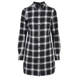 Shirtkleid Urban Classics "Urban Classics Damen Ladies Cotton Check Shirt Dress", Damen, Gr. XS, US-Gr&ouml;&szlig;en, schwarz, wei&szlig;, 100% Baumwolle, normal, Rundhals, Kleider Shirtkleid