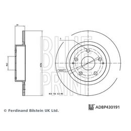 Blue Print Bremsscheibe adbp430191 Hinterachse voll 296mm f&uuml;r TOYOTA