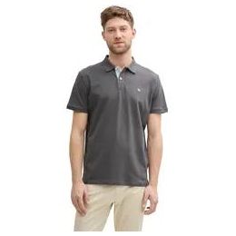 Poloshirt Tom Tailor, Herren, Gr. XL, grau (schwarz shadow), Single Jersey, Obermaterial: 100% Baumwolle, unifarben, regular fit taillenbedeckt, Shirts, mit Knopfleiste und Logo