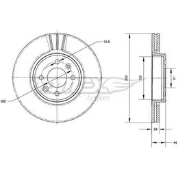 TOMEX BRAKES Bremsscheibe tx7022 Vorderachse bel&uuml;ftet 280mm 24mm f&uuml;r RENAULT SAMSUNG DACIA