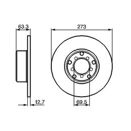 Bosch Bremsscheibe 0986478055 voll 273mm 13mm f&uuml;r Mercedes