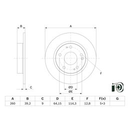 Bosch Bremsscheibe 0986479g17 voll 260mm 9mm f&uuml;r HONDA