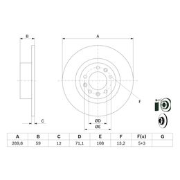 Bosch 0986479f08 voll 289,8mm 12mm f&uuml;r Peugeot