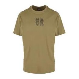 T-Shirt Urban Classics "Urban Classics Herren Chinese Symbol Tee", Damen, Gr. L, khaki, schwarz, 100% Baumwolle, bedruckt, oversize, Rundhals, Shirts T-Shirt