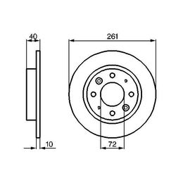 Bosch Bremsscheibe 0986479018 voll 261mm 10mm f&uuml;r KIA