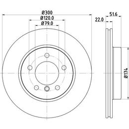 Hella Bremsscheibe 8dd355106551 300mm 22mm f&uuml;r BMW (BRILLIANCE)