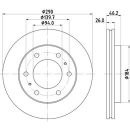 Hella Bremsscheibe 8dd355118631 290mm 26mm f&uuml;r MITSUBISHI