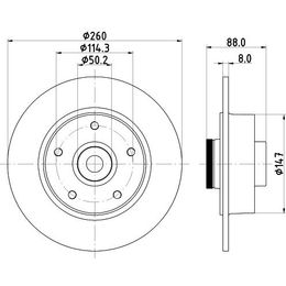 Hella Bremsscheibe 8dd355123311 260mm 8mm f&uuml;r RENAULT SAMSUNG
