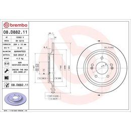 Brembo Bremsscheibe 08d88211 284mm 10mm f&uuml;r KIA