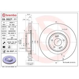Brembo Bremsscheibe 09d02711 350mm 30mm f&uuml;r GENESIS KIA
