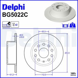 DELPHI Bremsscheibe bg5022c 253mm 10mm f&uuml;r SKODA