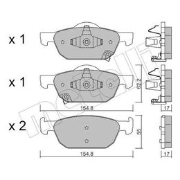 METELLI Bremsbelagsatz, Scheibenbremse 2208660 f&uuml;r HONDA