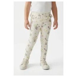 Leggings LIL' ATELIER "NMFGAVO EFI SLIM LEGGING LIL NOOS", M&auml;dchen, Gr. 110, N-Gr, coconut milk aop:flower mix, Jersey, Obermaterial: 57% Baumwolle, 38% Lyocell, 5% Elasthan, bedruckt, slim fit lang, Hosen Leggings, weiche Jersey Rippqualit&auml;t
