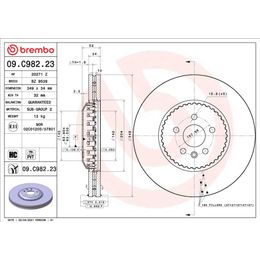Brembo Bremsscheibe 09c98223 349mm 34mm f&uuml;r LAND ROVER