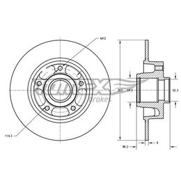 TOMEX BRAKES Bremsscheibe tx73561 Hinterachse voll 260mm 8mm f&uuml;r RENAULT SAMSUNG