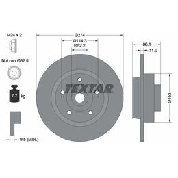 TEXTAR Bremsscheibe 92232603 274mm 11mm f&uuml;r RENAULT SAMSUNG