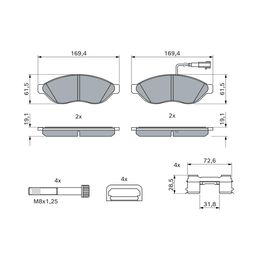 Bosch Bremsbelagsatz, Scheibenbremse 0986494581 f&uuml;r PEUGEOT LANCIA