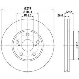 Hella Bremsscheibe 8dd355119661 277mm 26mm f&uuml;r TOYOTA