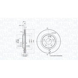 MAGNETI MARELLI Bremsscheibe 360406007001 Innenbel&uuml;ftet-Bel&uuml;ftung mit tropfenf&ouml;rmigen Fl&uuml;geln 276mm 22mm f&uuml;r MERCEDES-BENZ