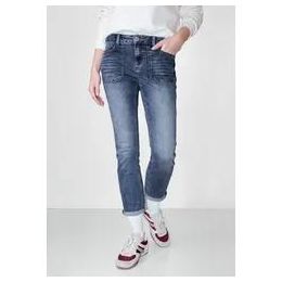 Comfort-fit-Jeans STREET ONE STUDIO, Damen, Gr. 34, L&auml;nge 28, medium blau washed, Jeans, 72% Baumwolle, 27% Polyester, 1% Elasthan, unifarben, kn&ouml;chelfrei, Jeans, Middle Waist