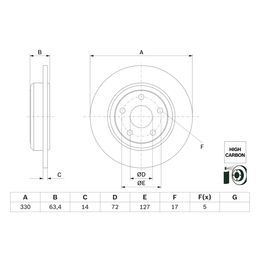 Bosch Bremsscheibe 0986479f89 voll 330mm 14mm f&uuml;r JEEP